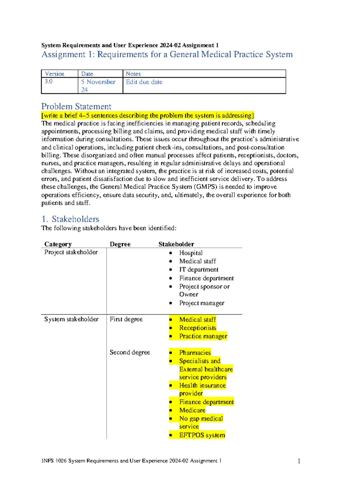 Assignment 1 for System Requirement and User Experience - System ...