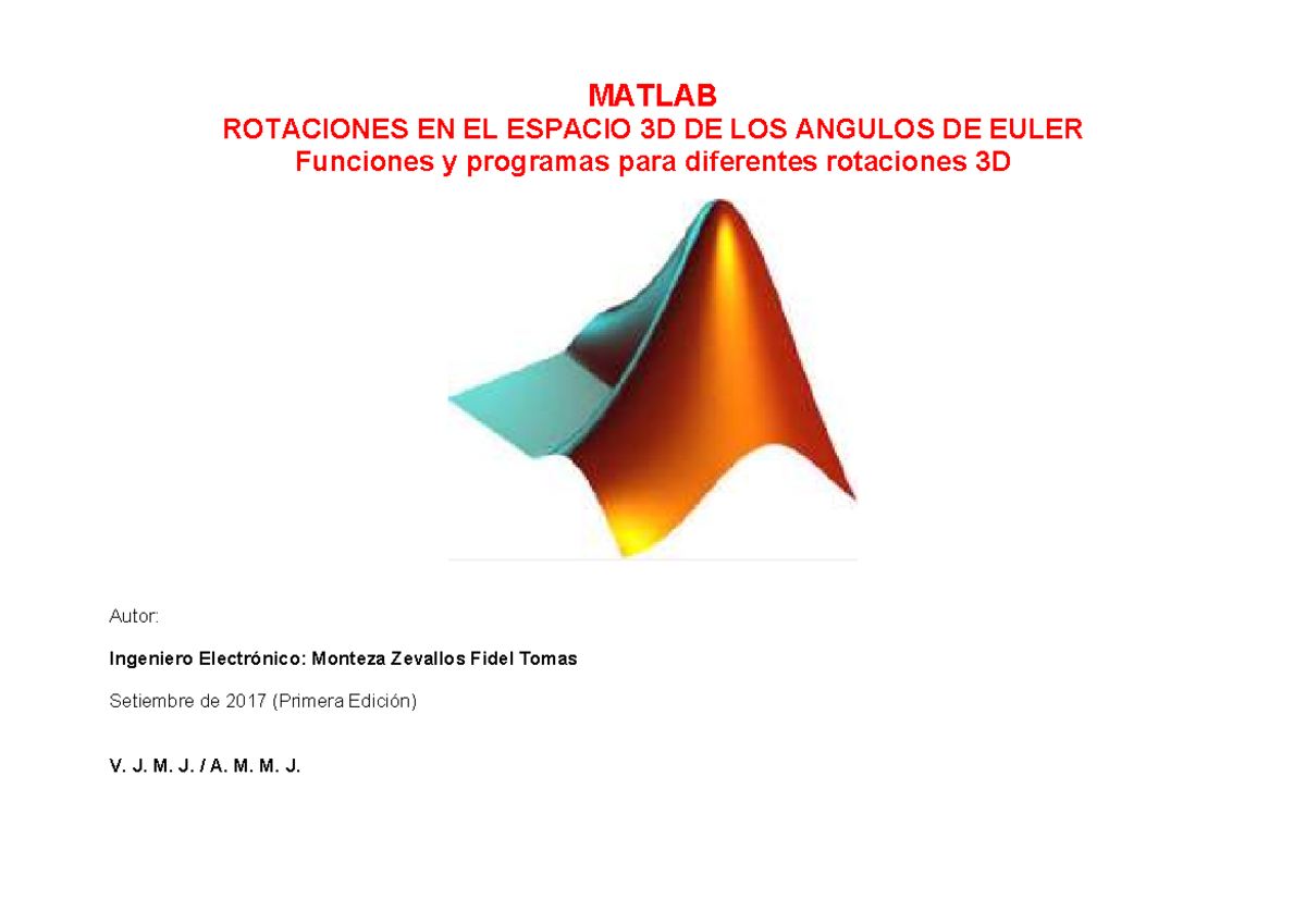 Matlab (Angulos de Euler - 1ra Edicion) - MATLAB ROTACIONES EN EL ...