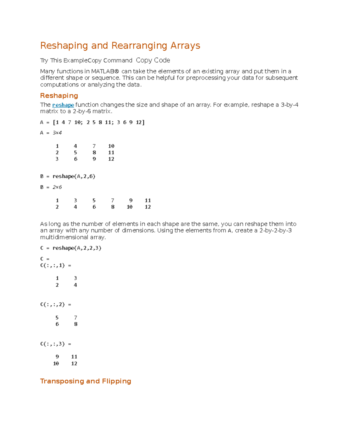 Reshaping and Rearranging Arrays - This can be helpful for preprocessing your data for ...