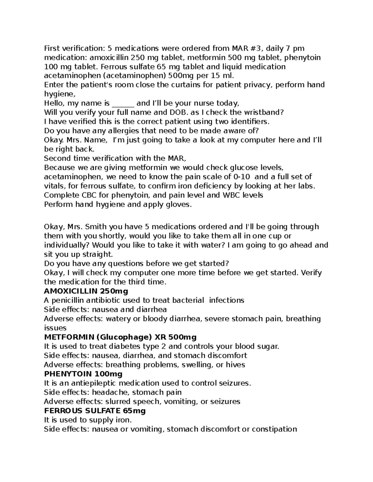 Administration of Oral Medication 10 6 24 Script - First verification ...