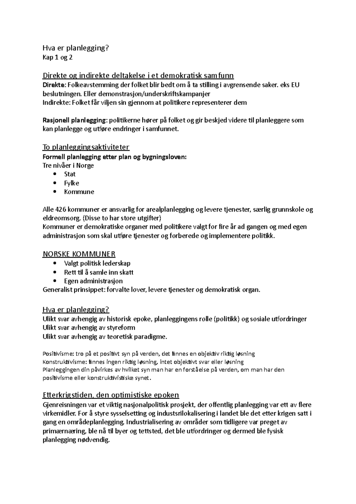 Hva er planlegging - Foredragsnotat om generell kunnskap - Hva er ...