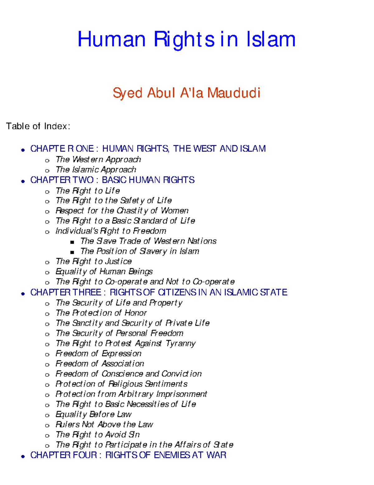 English Human Rights in Islam - Human Rights in Islam Syed Abul A'la ...