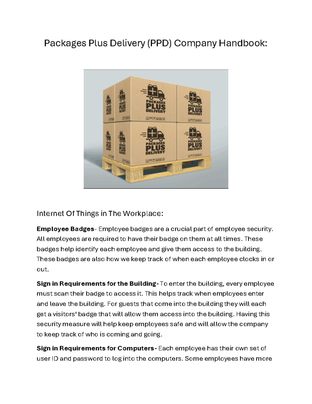 IT 272 Project Two - N/A - Packages Plus Delivery (PPD) Company ...