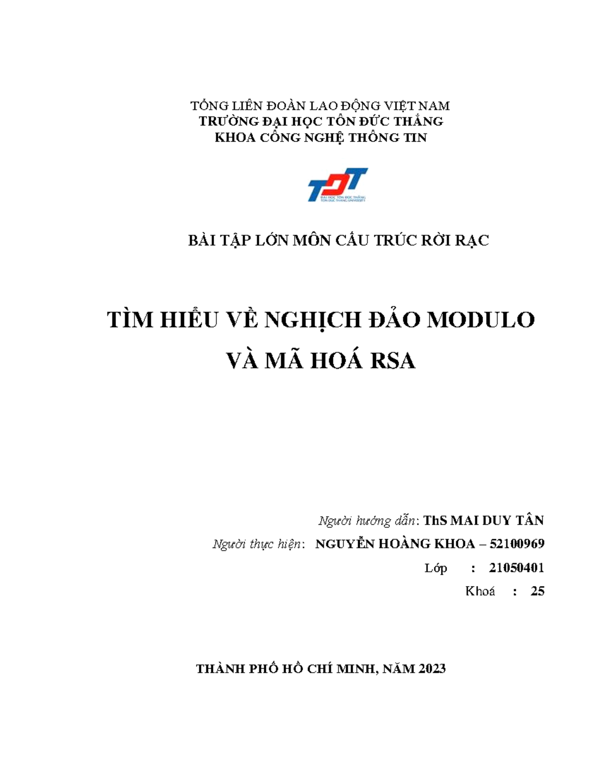 Essay about Extended Euclid Algorithm and RSA cipher - TỔNG LIÊN ĐOÀN ...