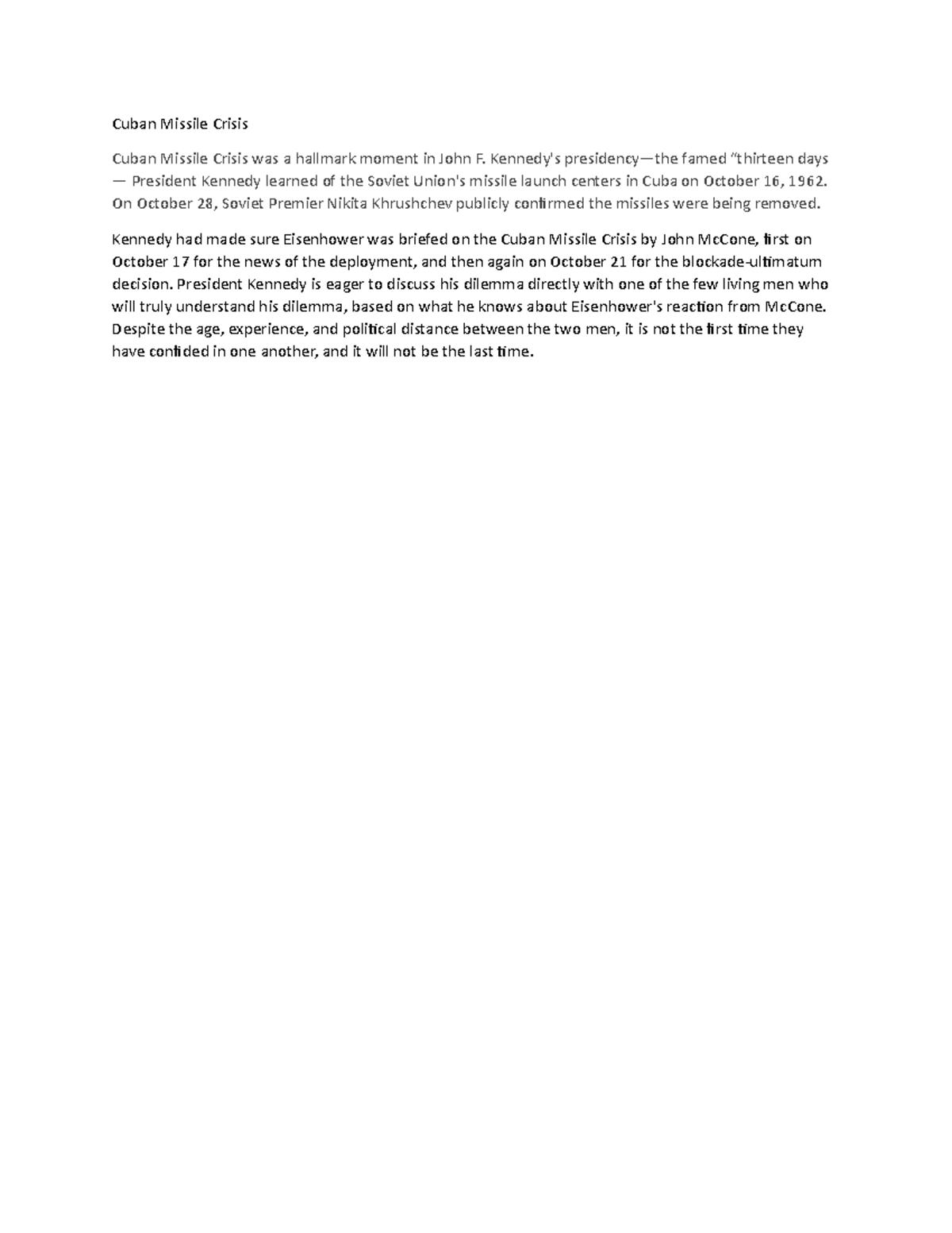 LBST western history and culture - Cuban Missile Crisis Cuban Missile ...