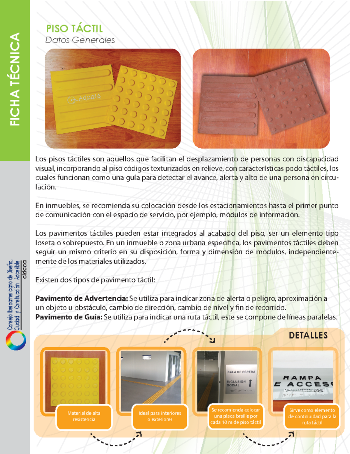 10 Ficha Piso Táctil - DSA - cidcca Consejo Iberoamericano de Diseño ...