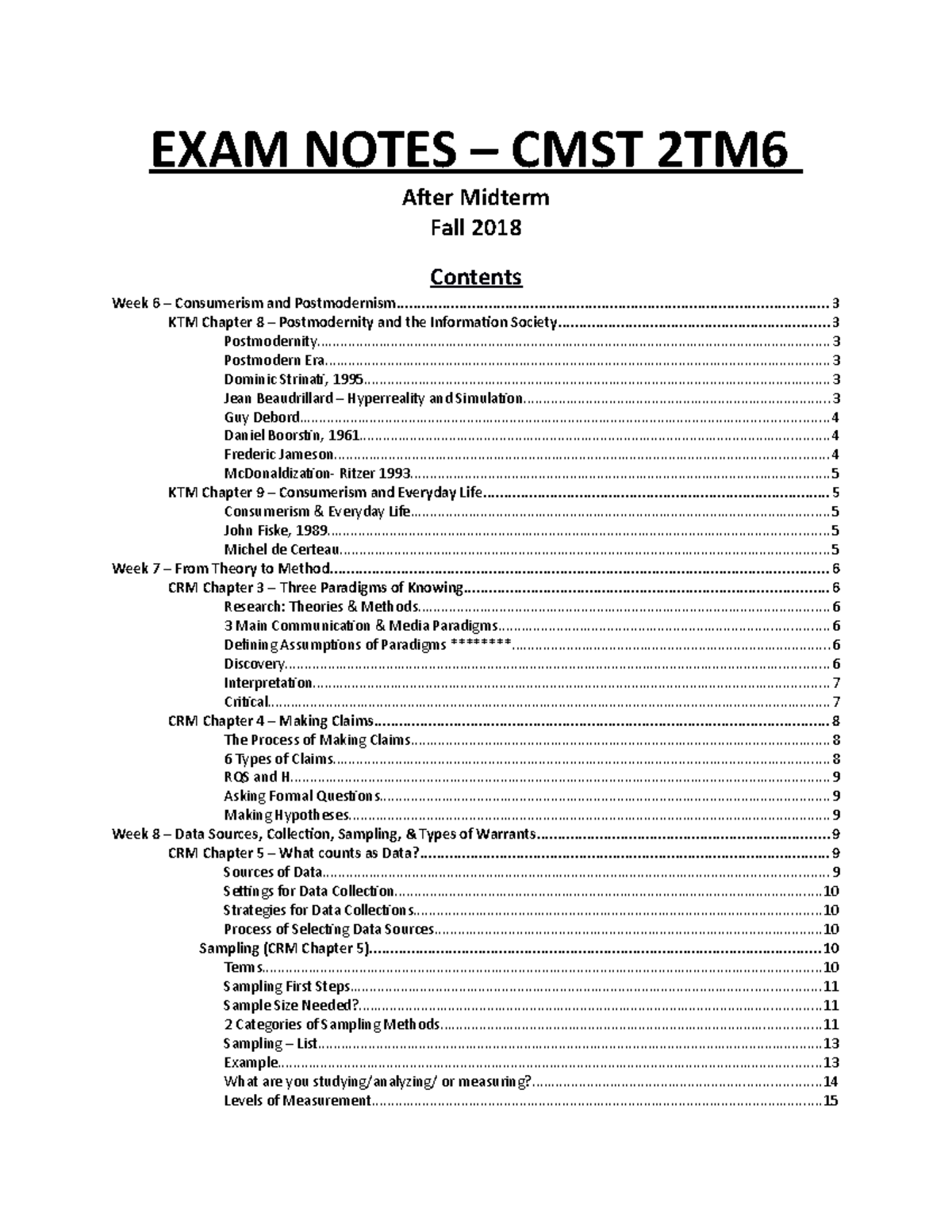 CMST 2TM6 - After Midterm - EXAM NOTES – CMST 2TM6 After Midterm Fall ...