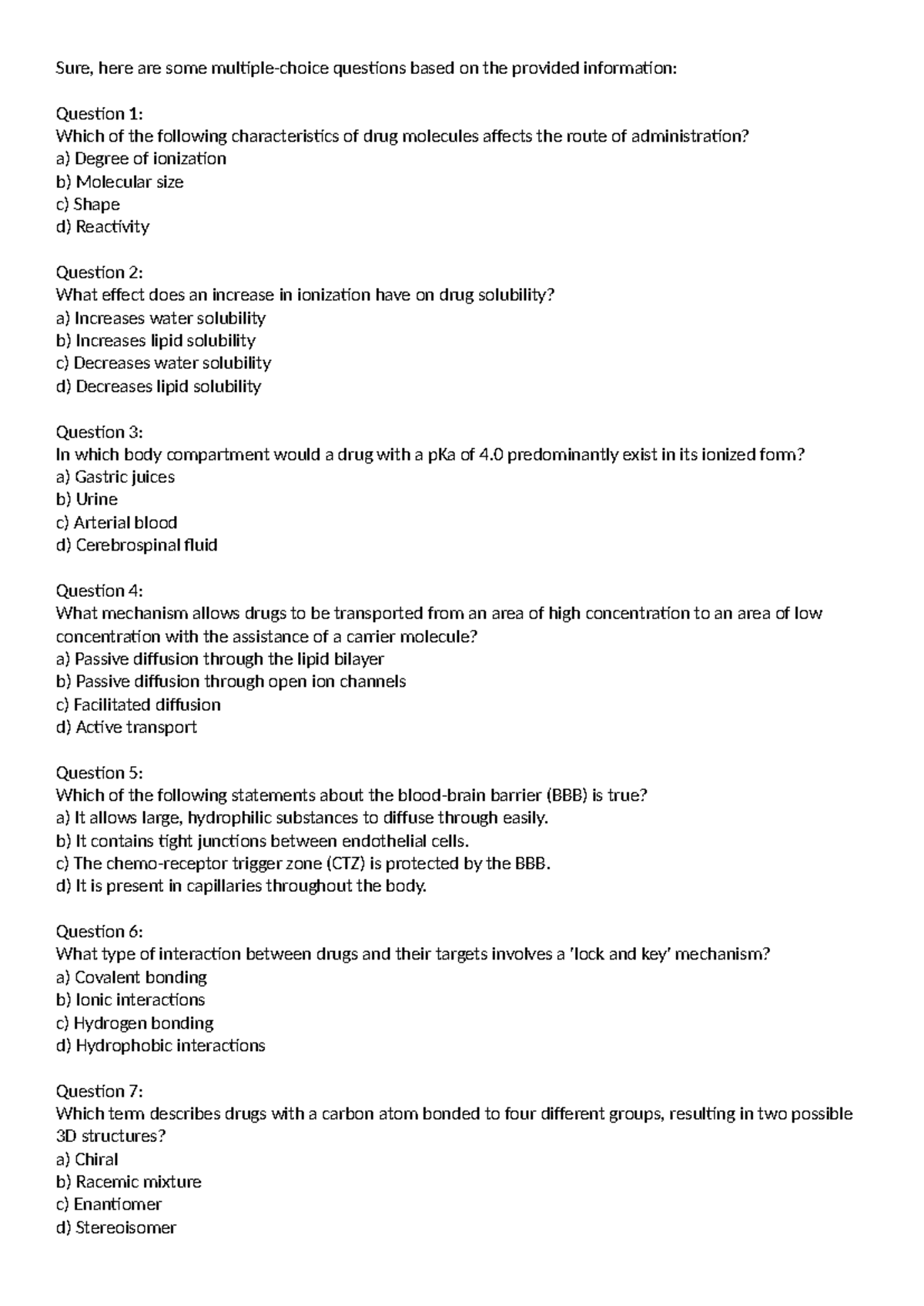 Multiple Choice - Sure, here are some multiple-choice questions based on the provided ...