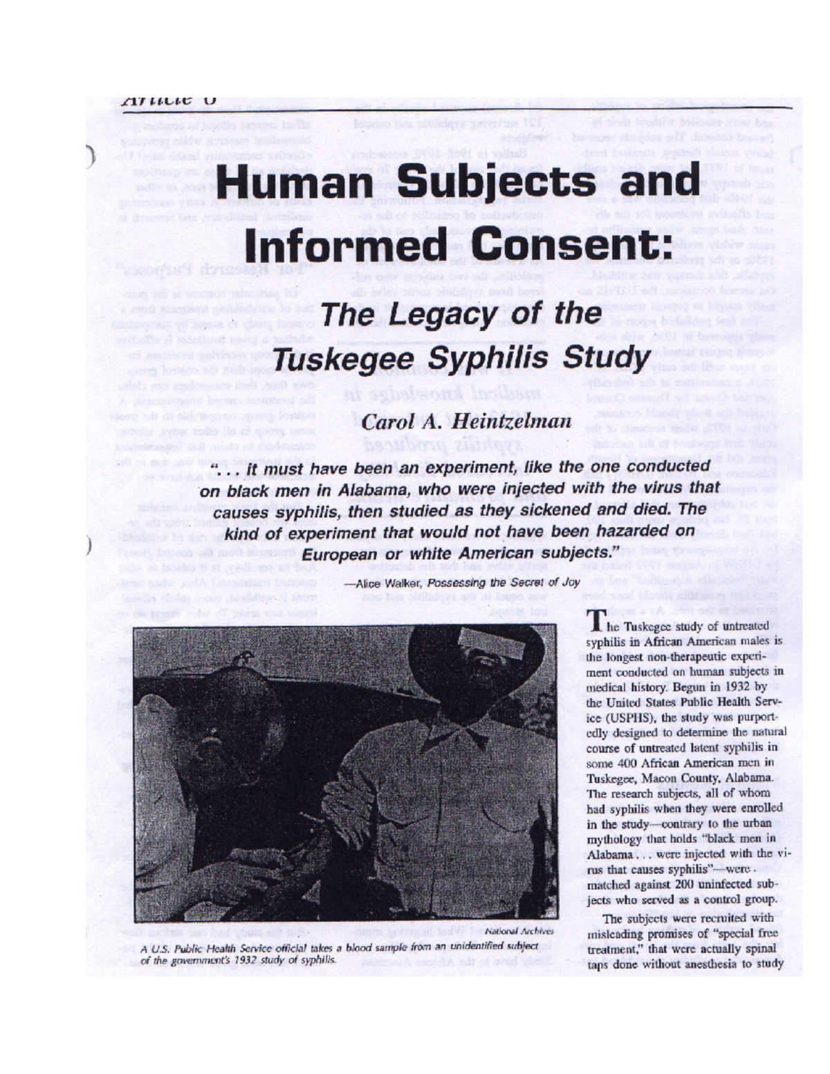 Tuskegee Syphilis Study - PS101 - Studocu