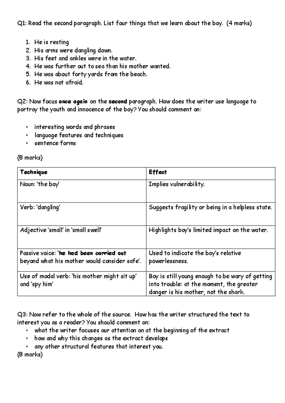 Jaws paper 1 answers - Rsdj jckd jls kc h vsjkh dks - Q1: Read the ...