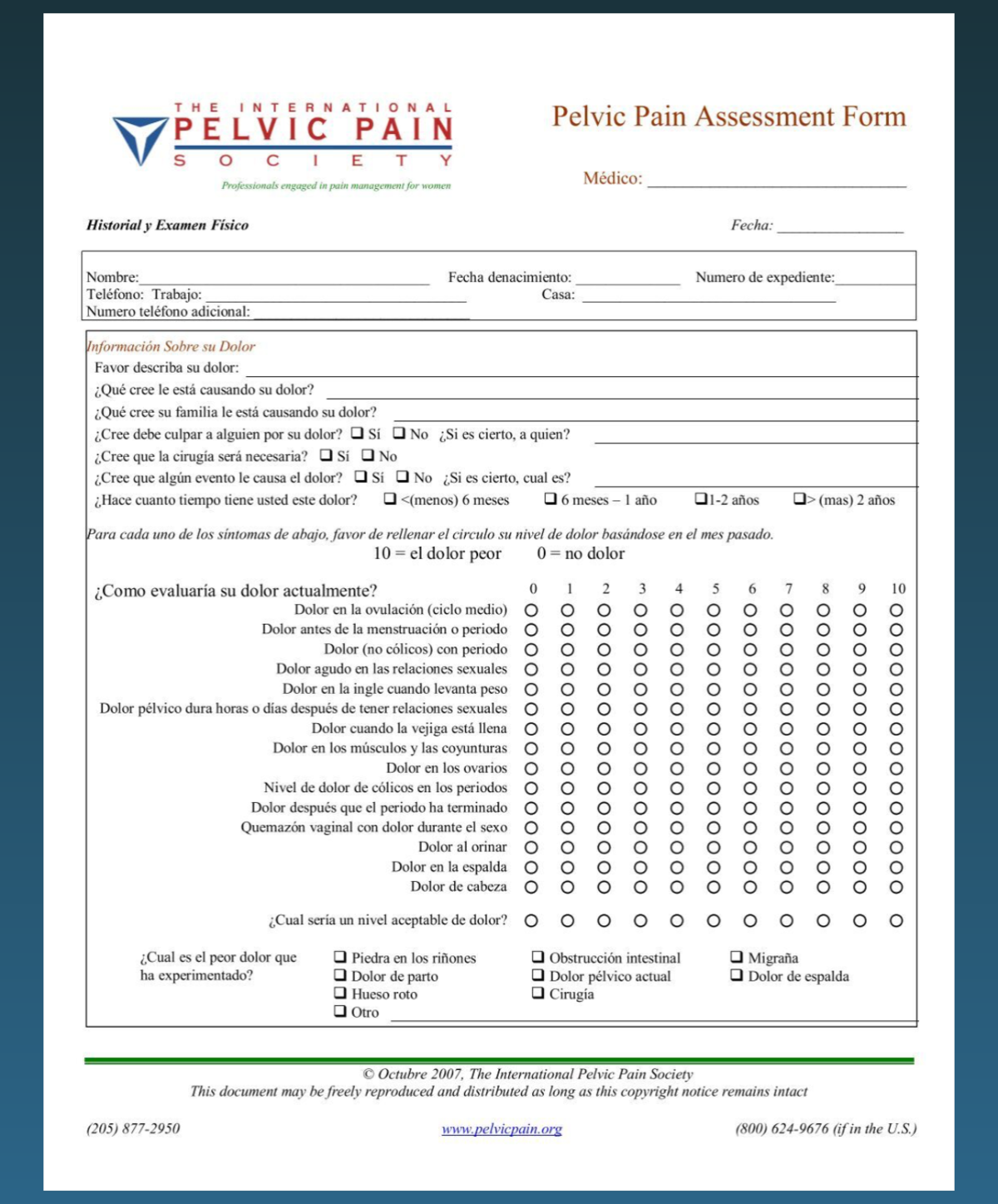 Pelvic Pain Assessment Form - Gineco - Studocu