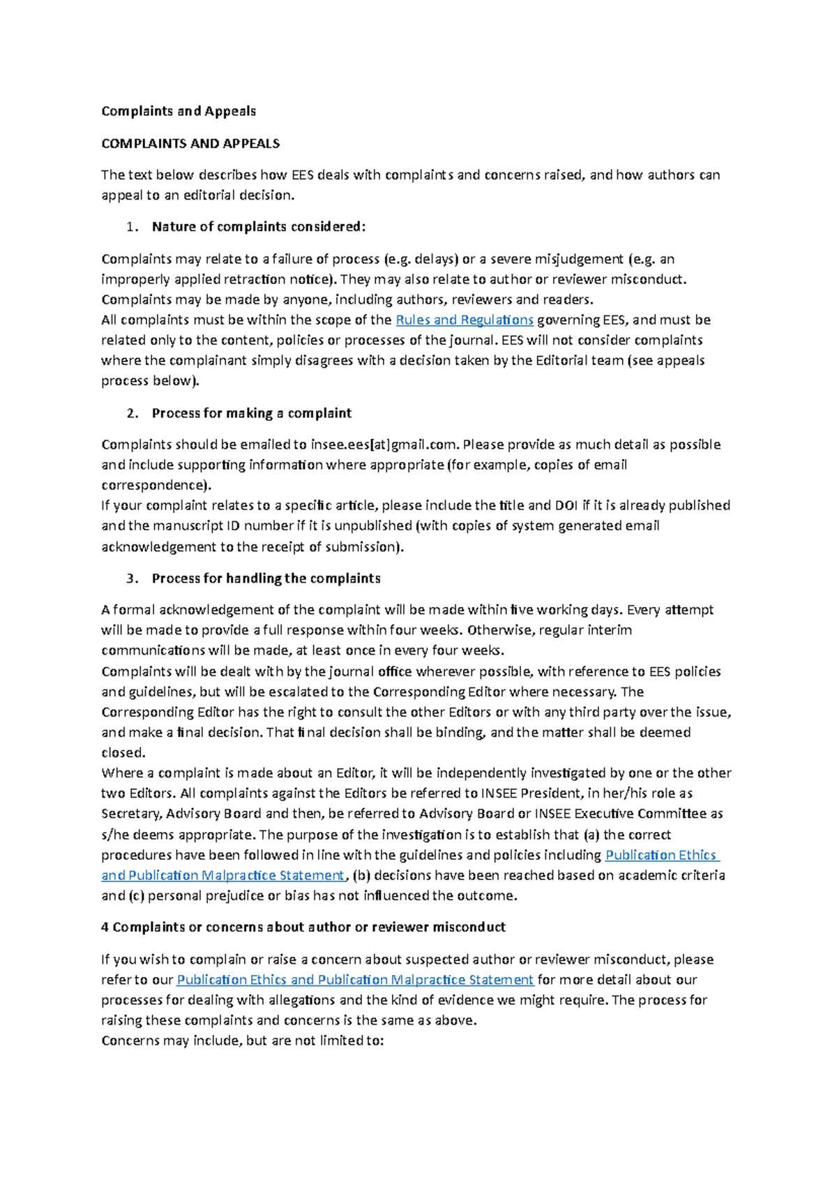 11. complaints and appeals - Complaints and Appeals COMPLAINTS AND ...