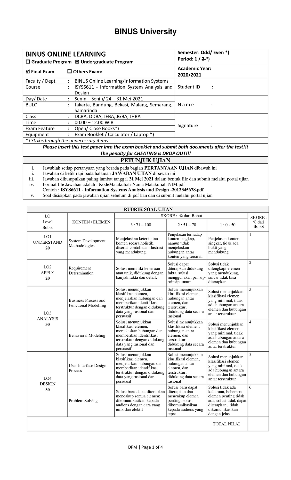 2440087605 JFBA ISYS6611 Information Systems Analysisand Design-Question - BINUS University ...