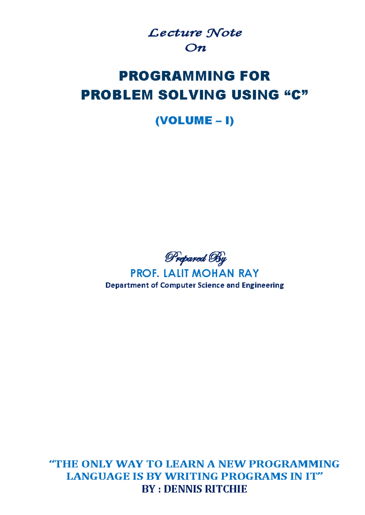 PPSC LMR Vol 01 - It's a very useful note for B. Tech/MCA/Diploma Students - Lecture Note On ...