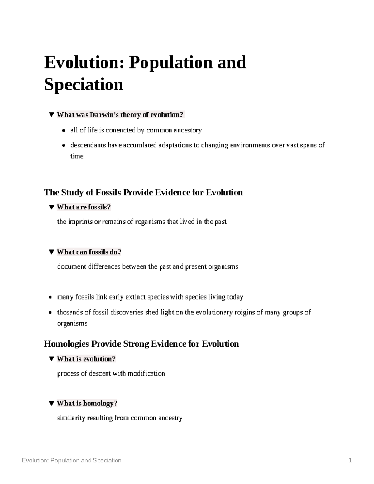 Evolution Population and Speciation - Evolution: Population and ...