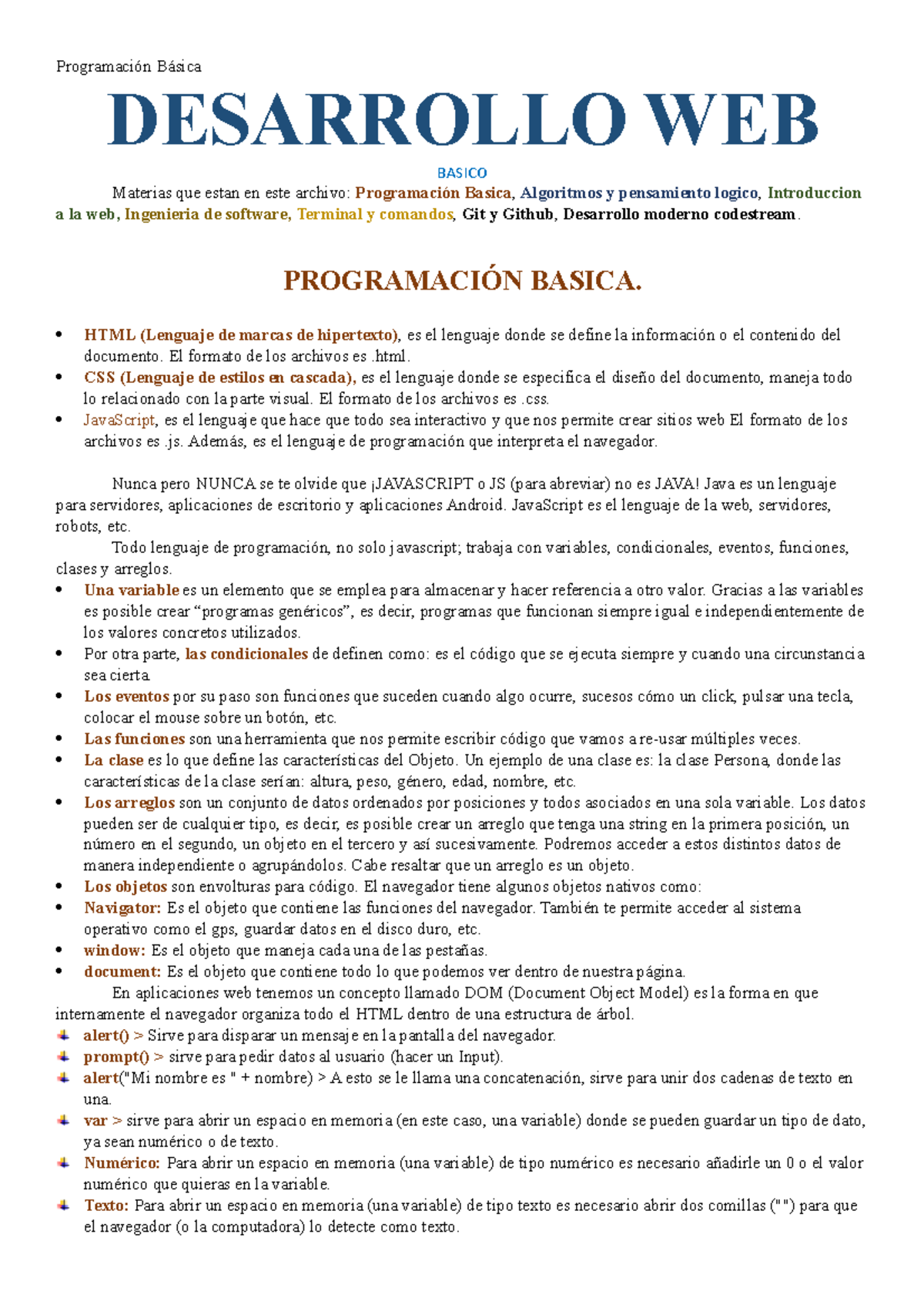 Desarrollo web I - CSS y HTML - DESARROLLO WEB BASICO Materias que ...