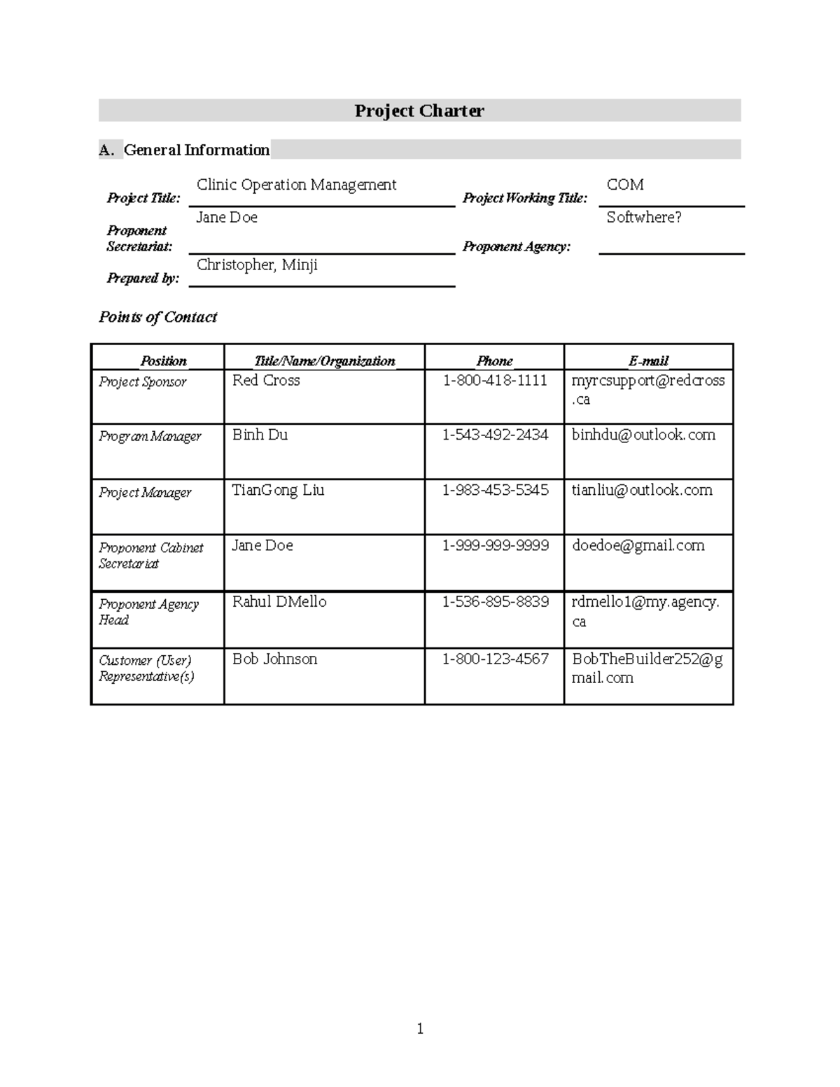 Project Charter - Assignment Batch 1 - Project Charter A. General ...