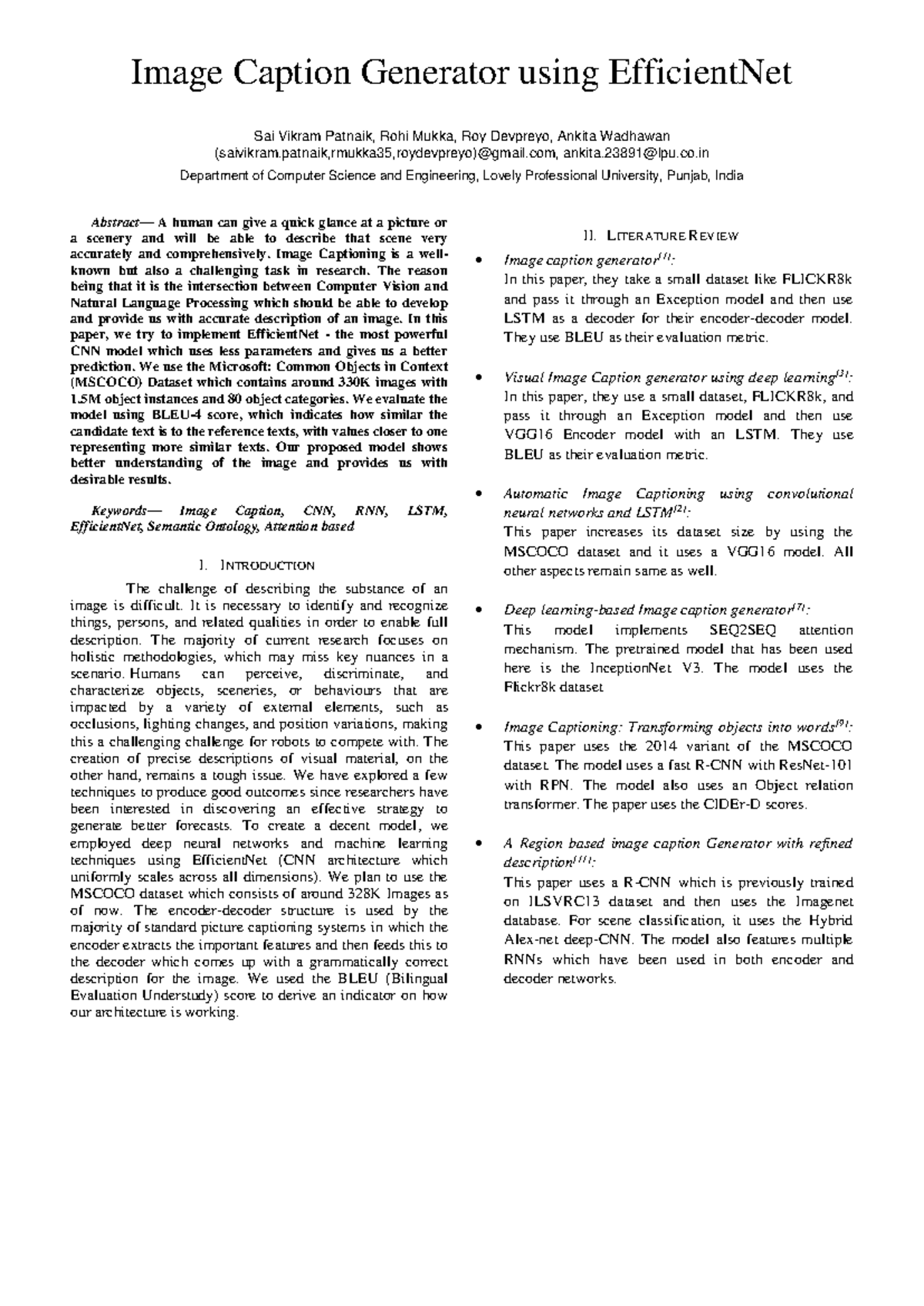 Image Caption Generator using Efficient Net - Image Caption Generator ...