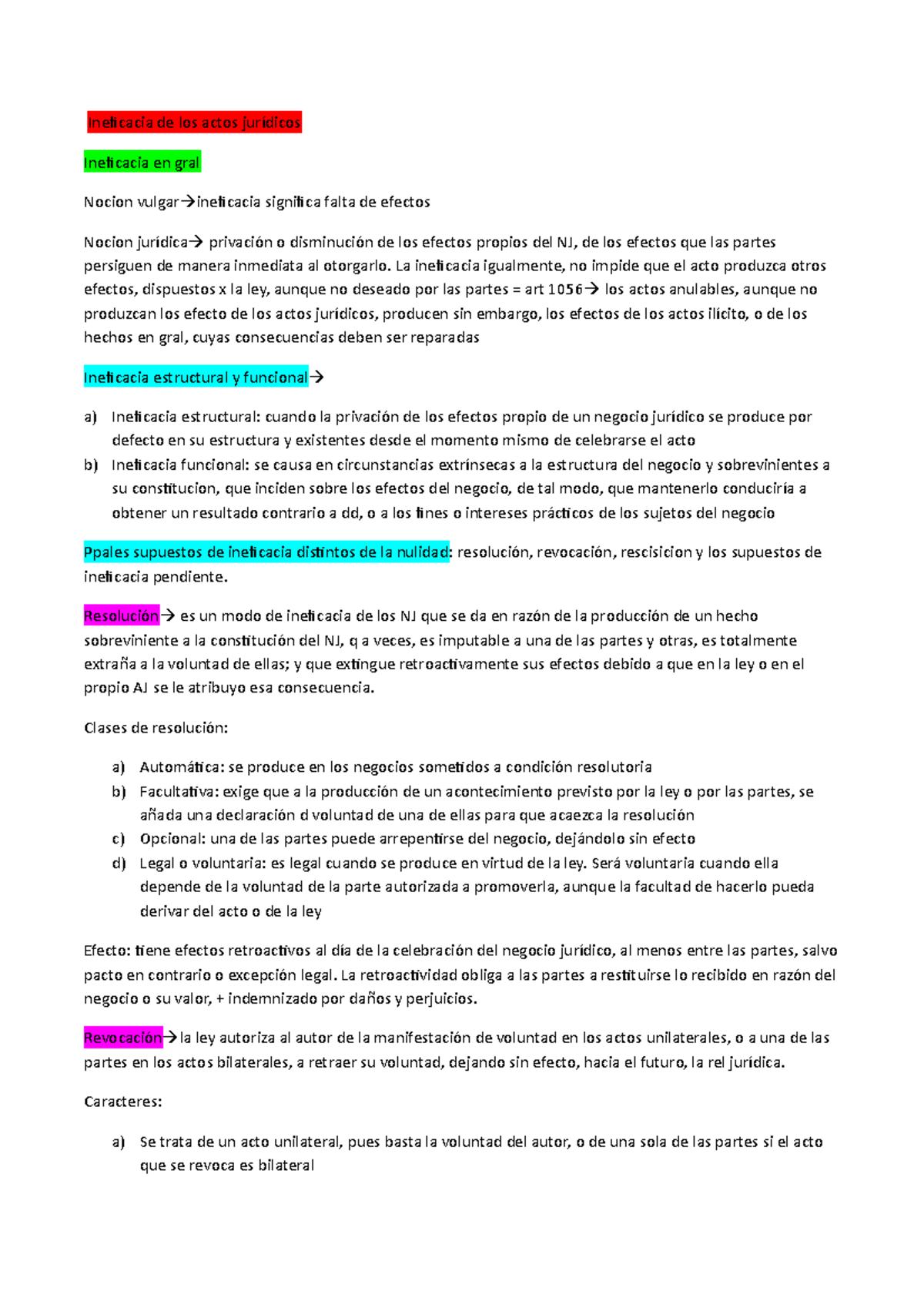 Ineficacia de los actos jurídicos - Ineficacia de los actos jurídicos Ineficacia en gral Nocion ...