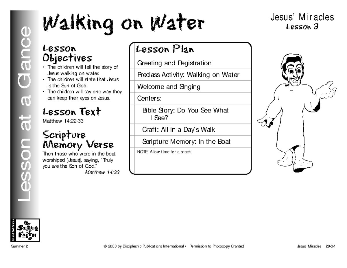 Walking on Water - hey babes - Lesson at a Glance Walking on Water ...