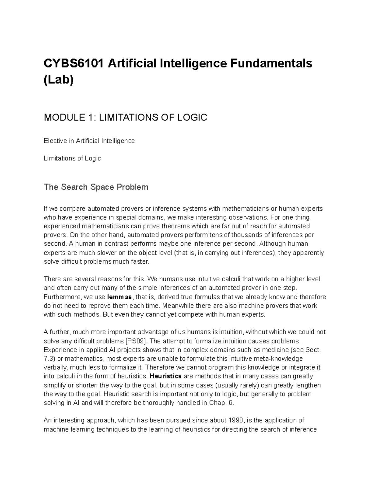 AI Fundmentals - Notes - CYBS6101 Artificial Intelligence Fundamentals ...