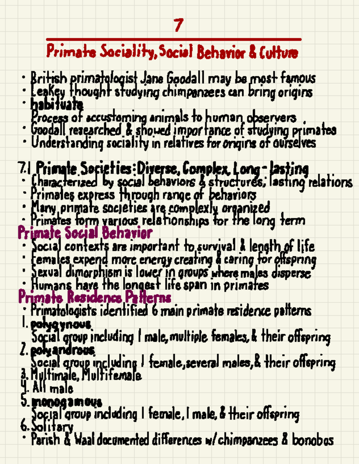ANTH 102 7 - Overview of Chapter 7: Primate Sociality, Social Behavior ...