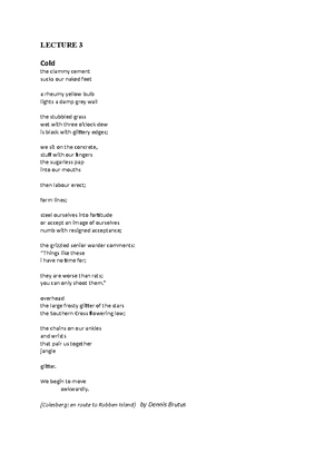 South African Poetry - Lecture 1 - SOUTH AFRICAN POETRY: LECTURE 1 Read ...