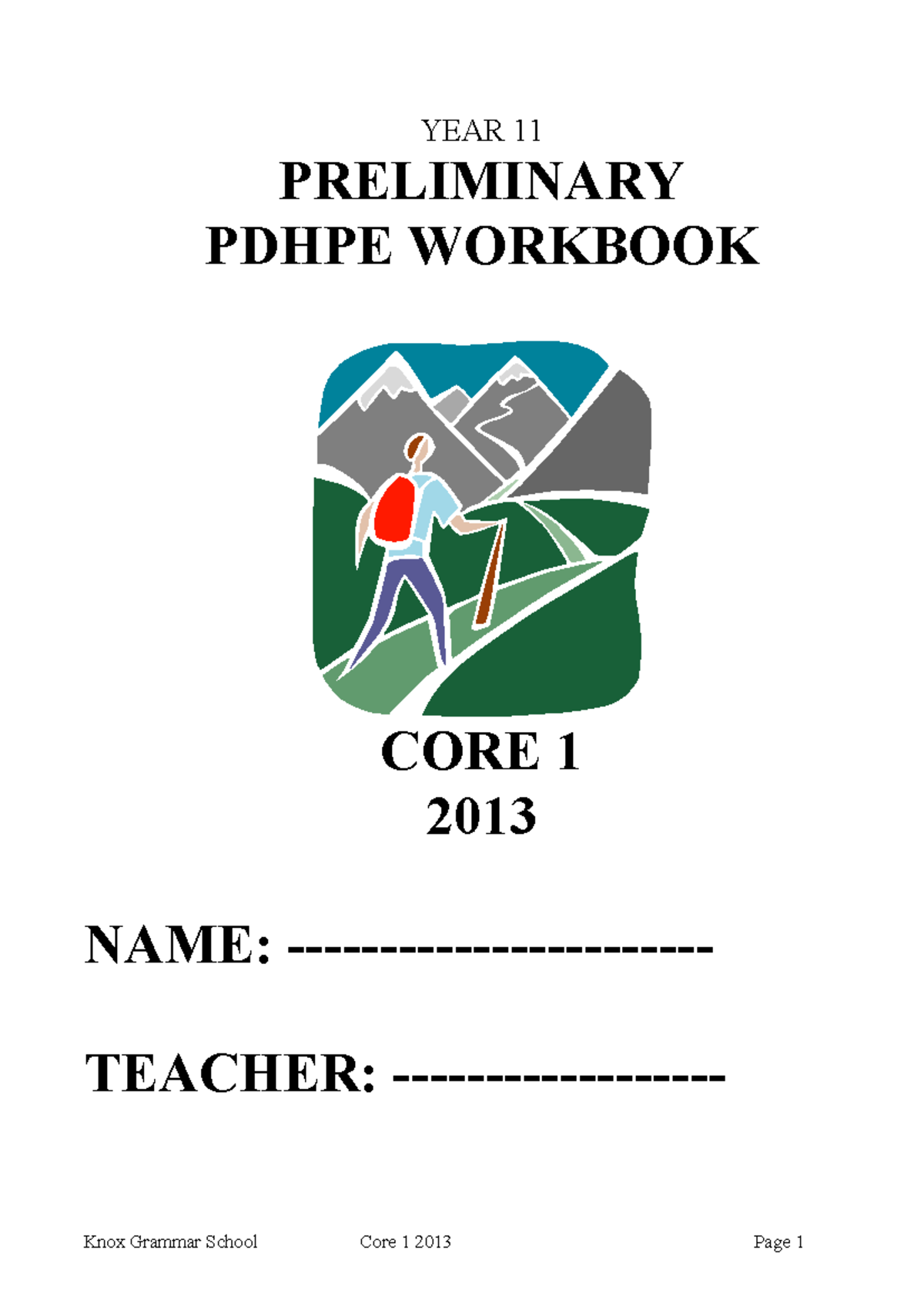 11core 1 2013 - notes - YEAR 11 PRELIMINARY PDHPE WORKBOOK CORE 1 2013 ...