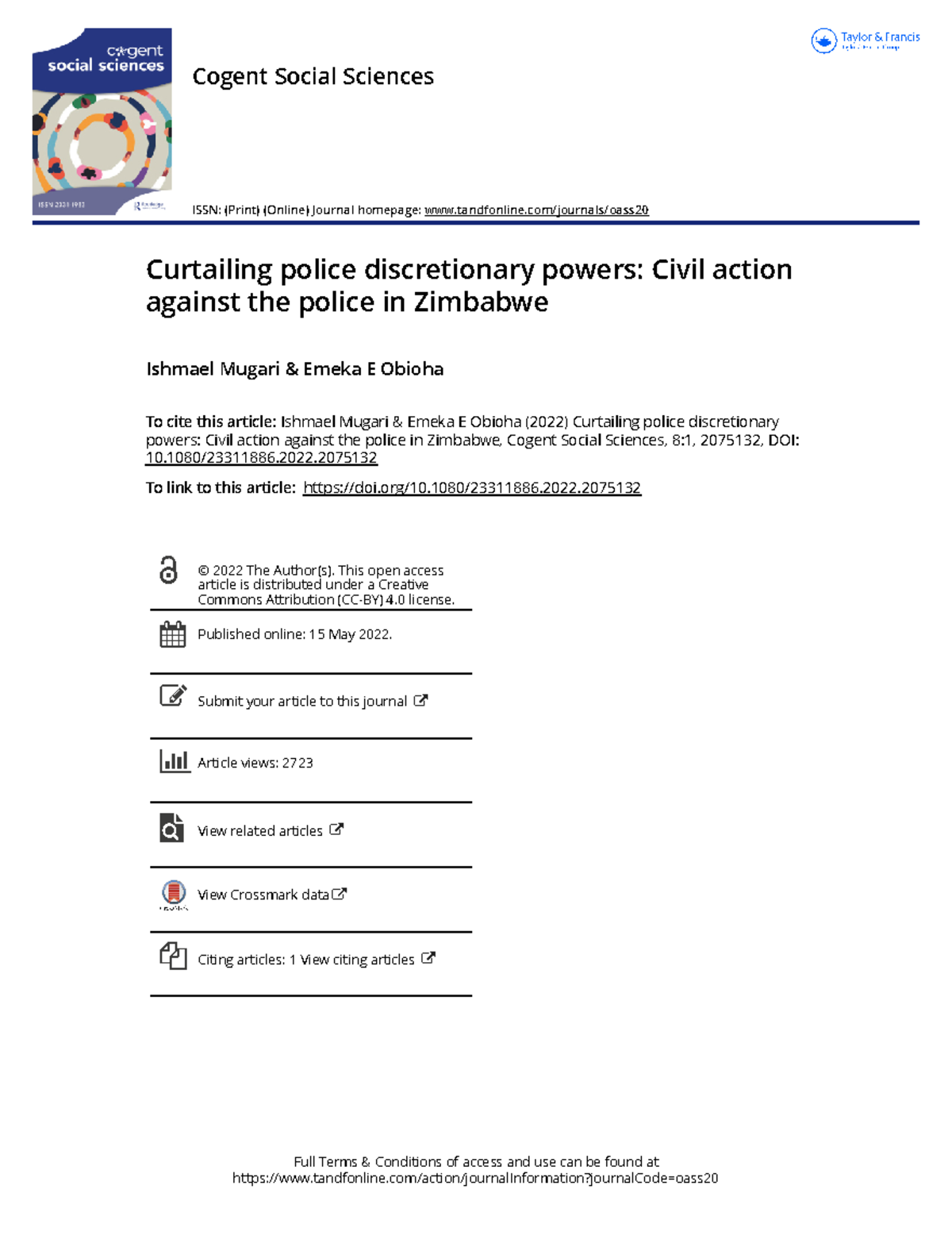 Curtailing police discretionary powers Civil action against the police ...