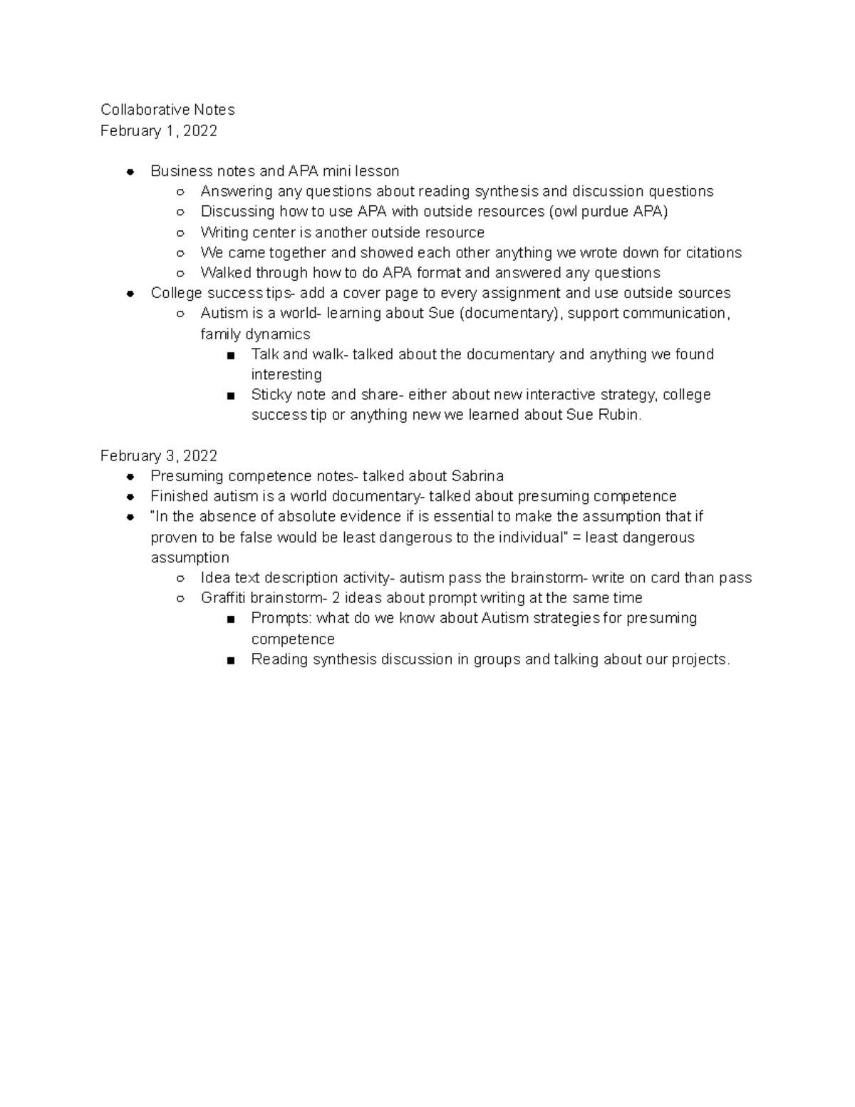 collaborative Notes - Collaborative Notes February 1, 2022 Business ...