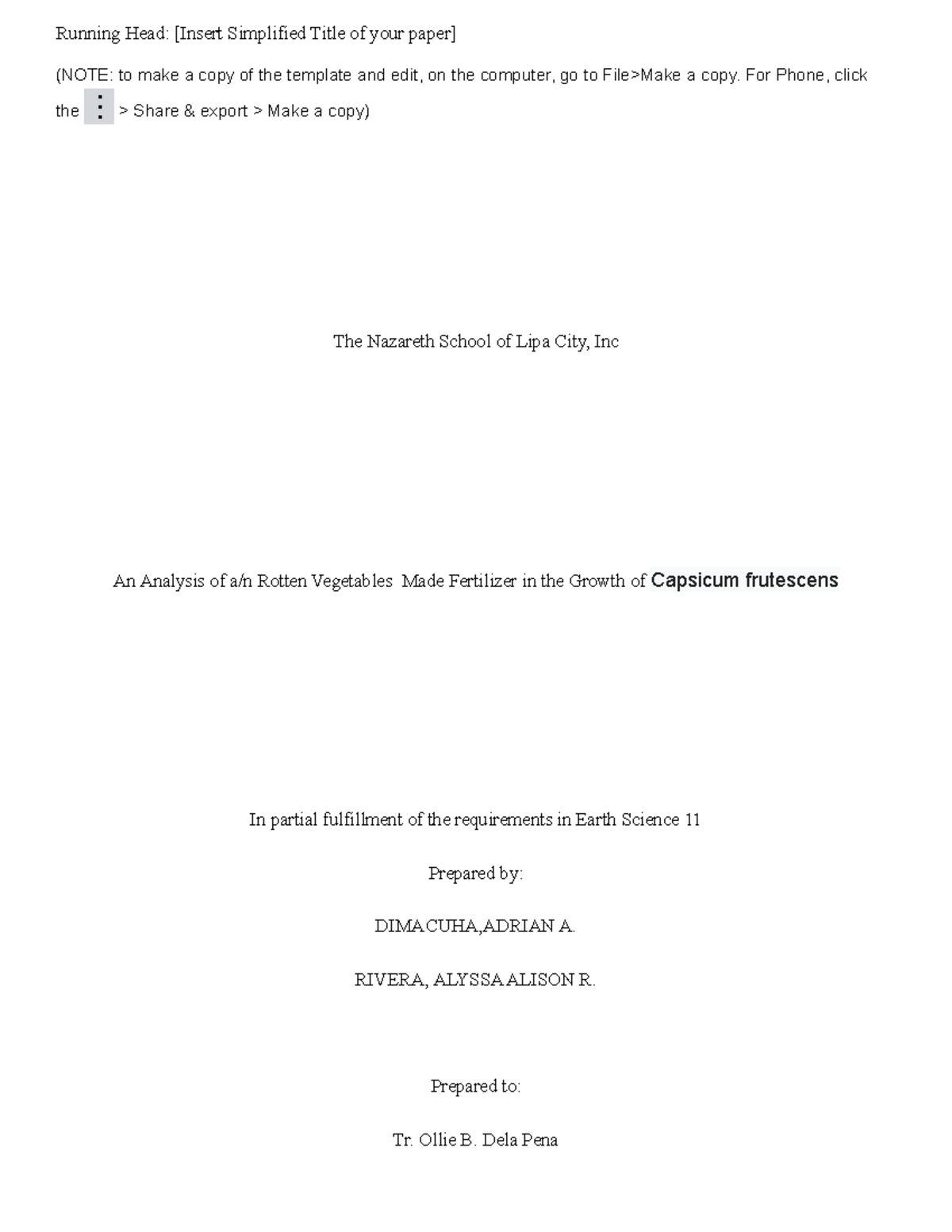 Group-5-Reasearch-Paper Earth-Sci-V2 - Running Head: [Insert Simplified ...