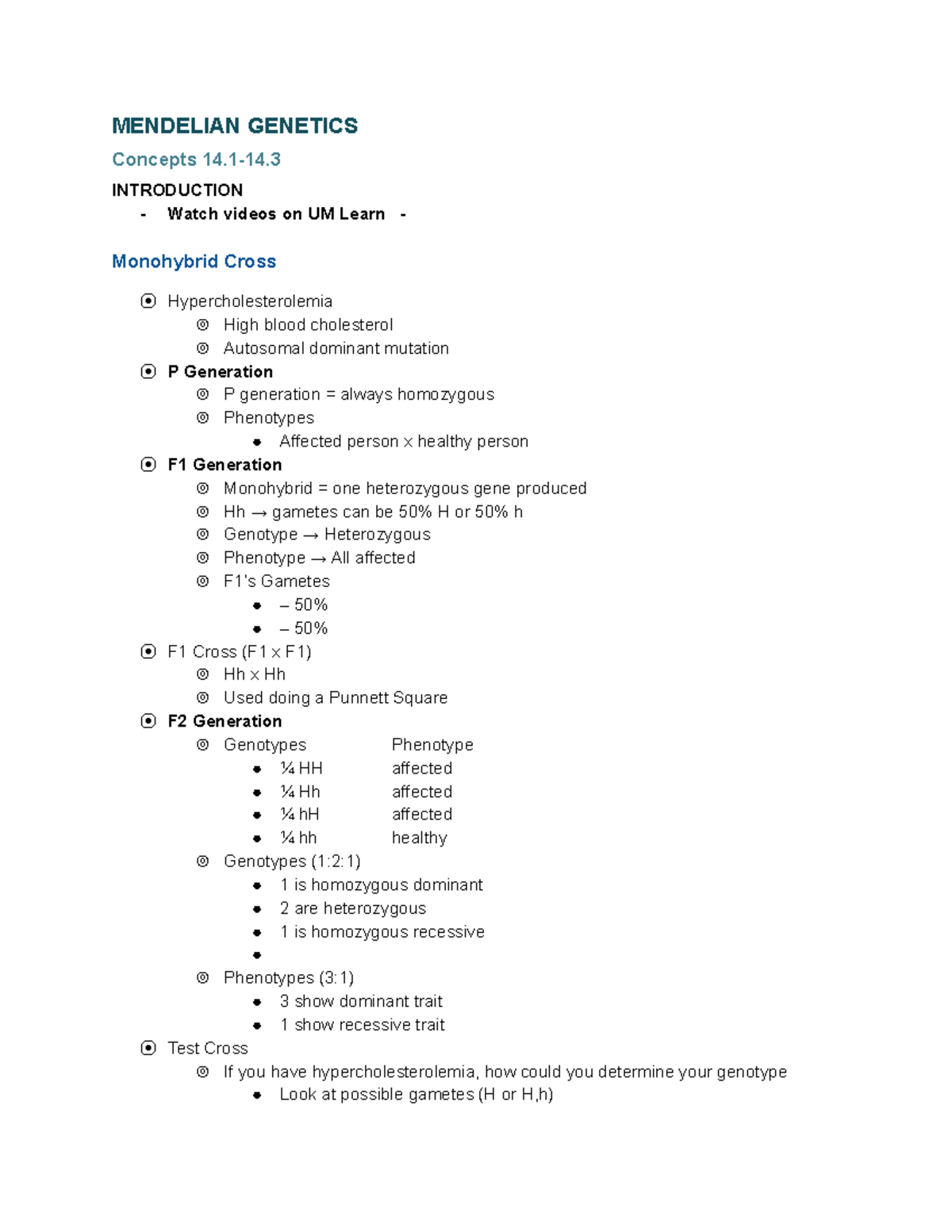 Topic 11 - biol - MENDELIAN GENETICS Concepts 14-14. INTRODUCTION ...