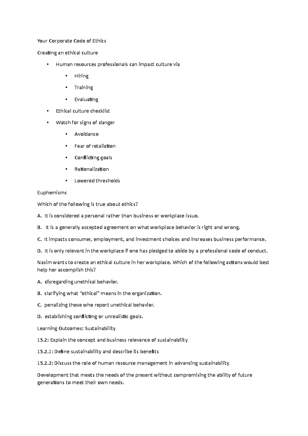 Your Corporate Code of Ethics - Your Corporate Code of Ethics Creating ...