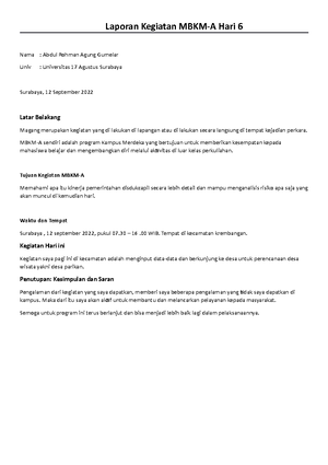 Laporan Kegiatan MBKM-A 7 - MBKM-A sendiri adalah program Kampus ...
