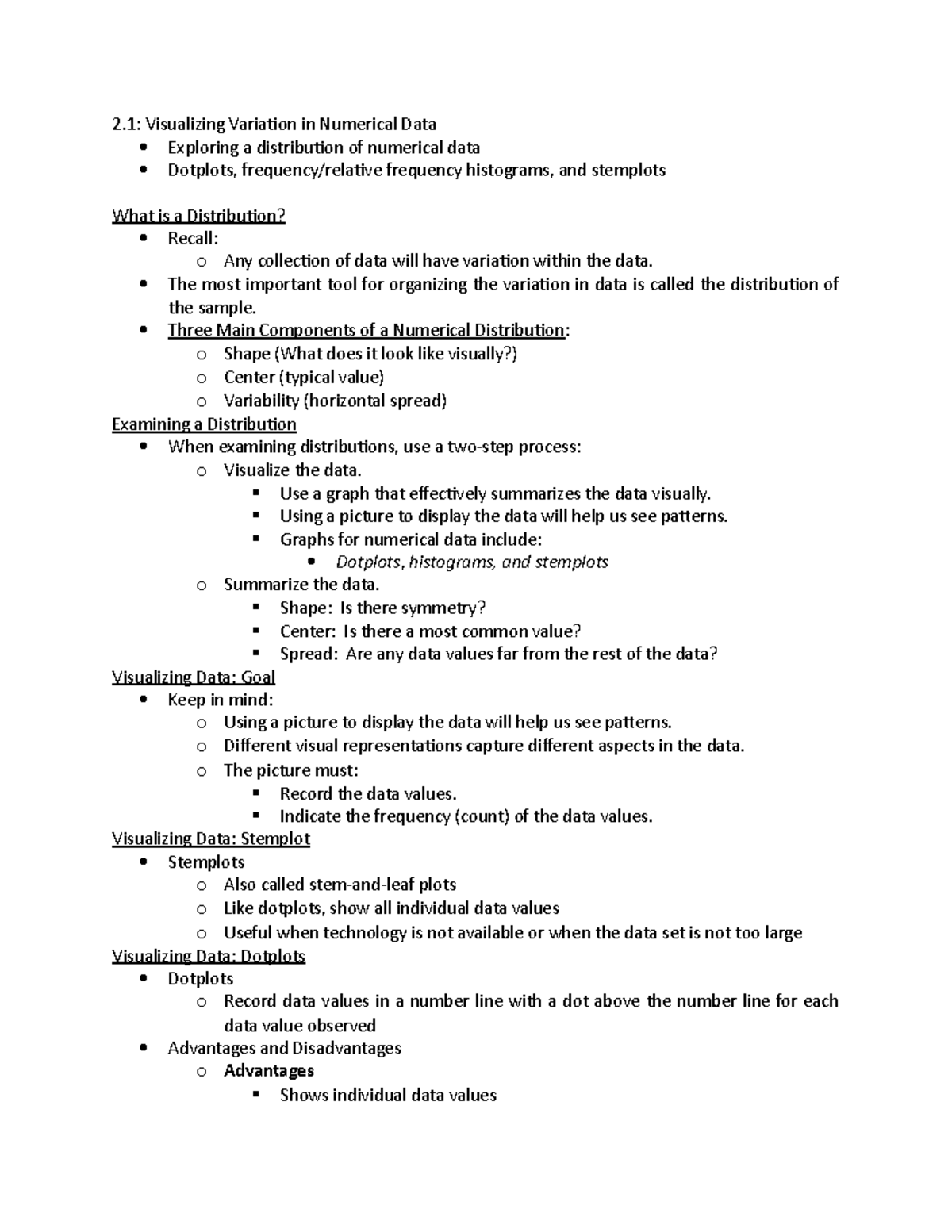 2.1 Lecture Note - 2: Visualizing Variation in Numerical Data Exploring ...