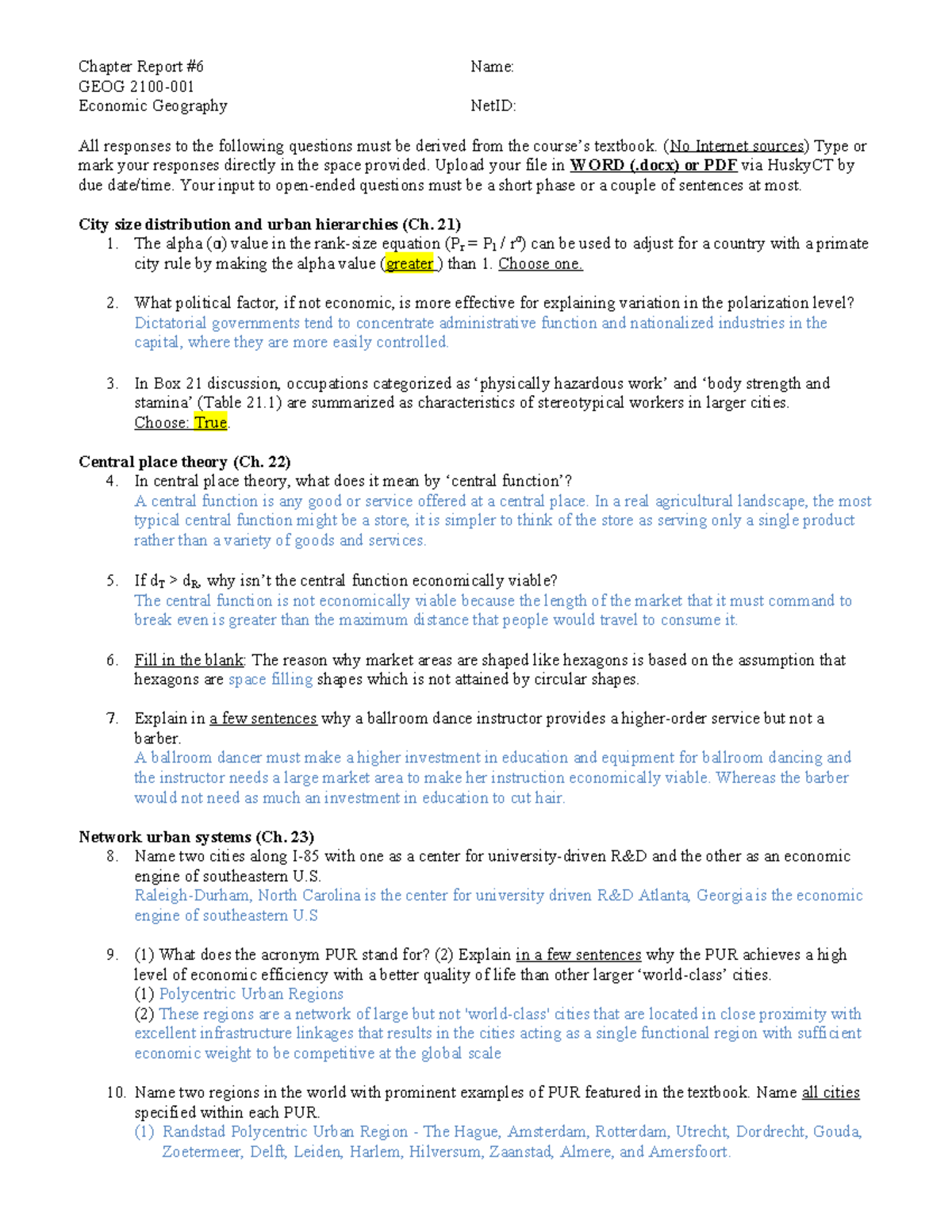 Ch Report 6 - Chapter Report #6 Name: GEOG 2100- Economic Geography ...