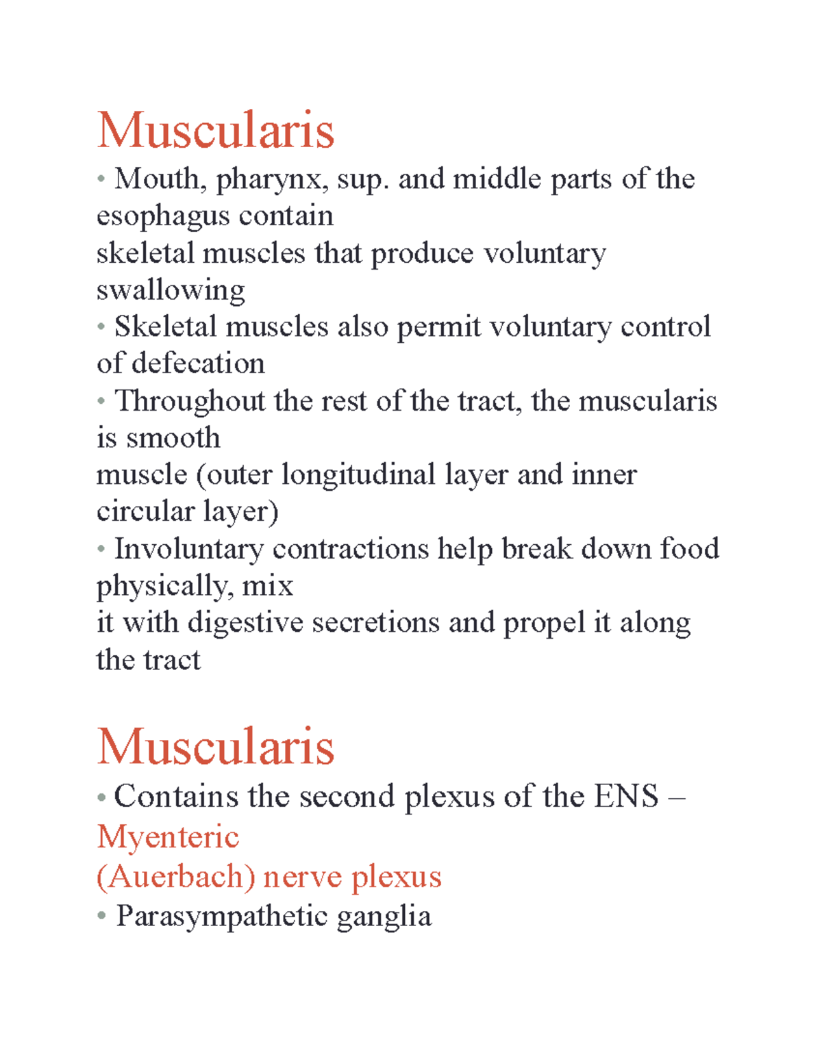 Muscularis - Muscularis Mouth, pharynx, sup. and middle parts of the ...