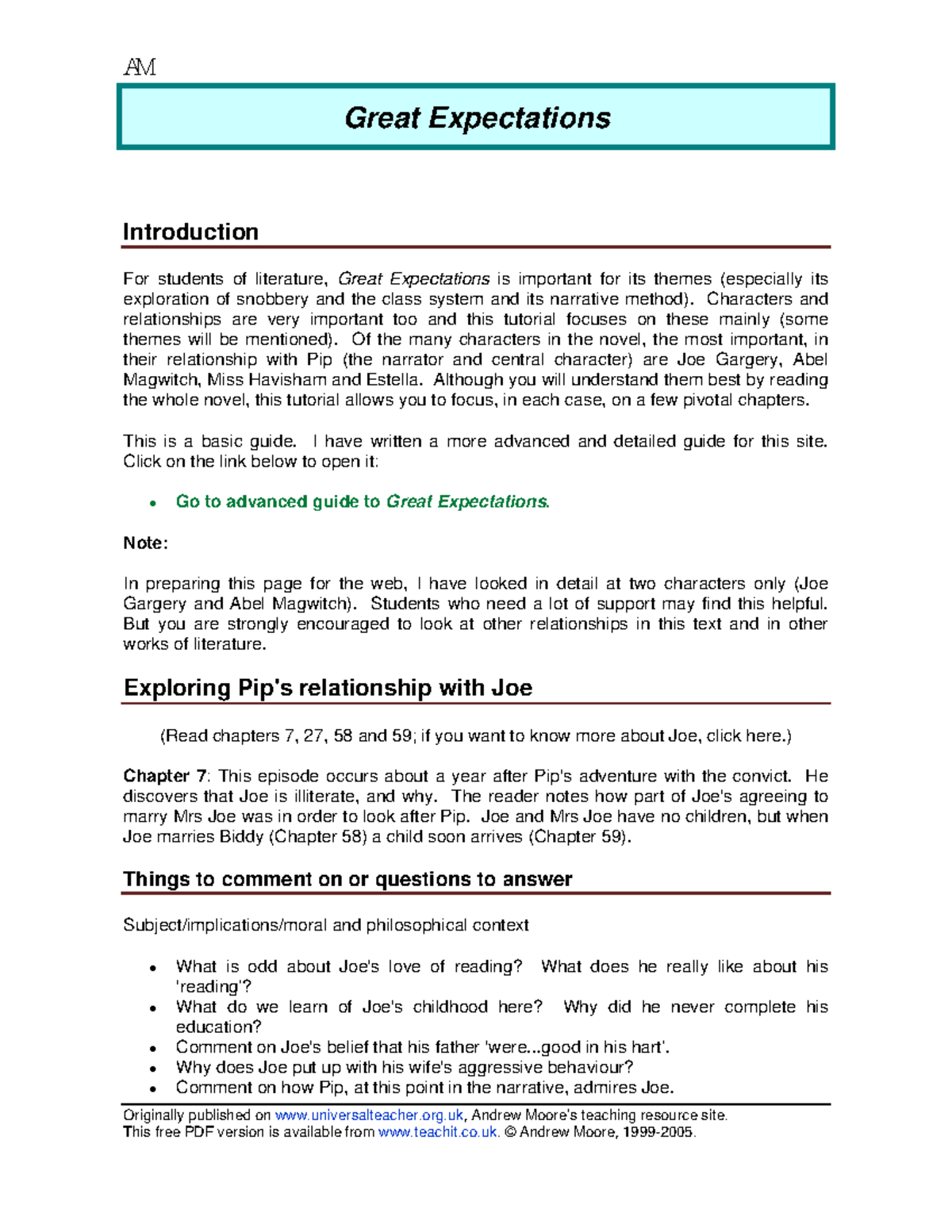 Great Expectations Reading Guide - Originally published on ...