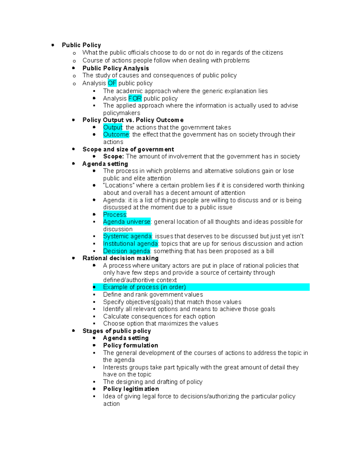 Public Policy final study guide - Public Policy o What the public ...