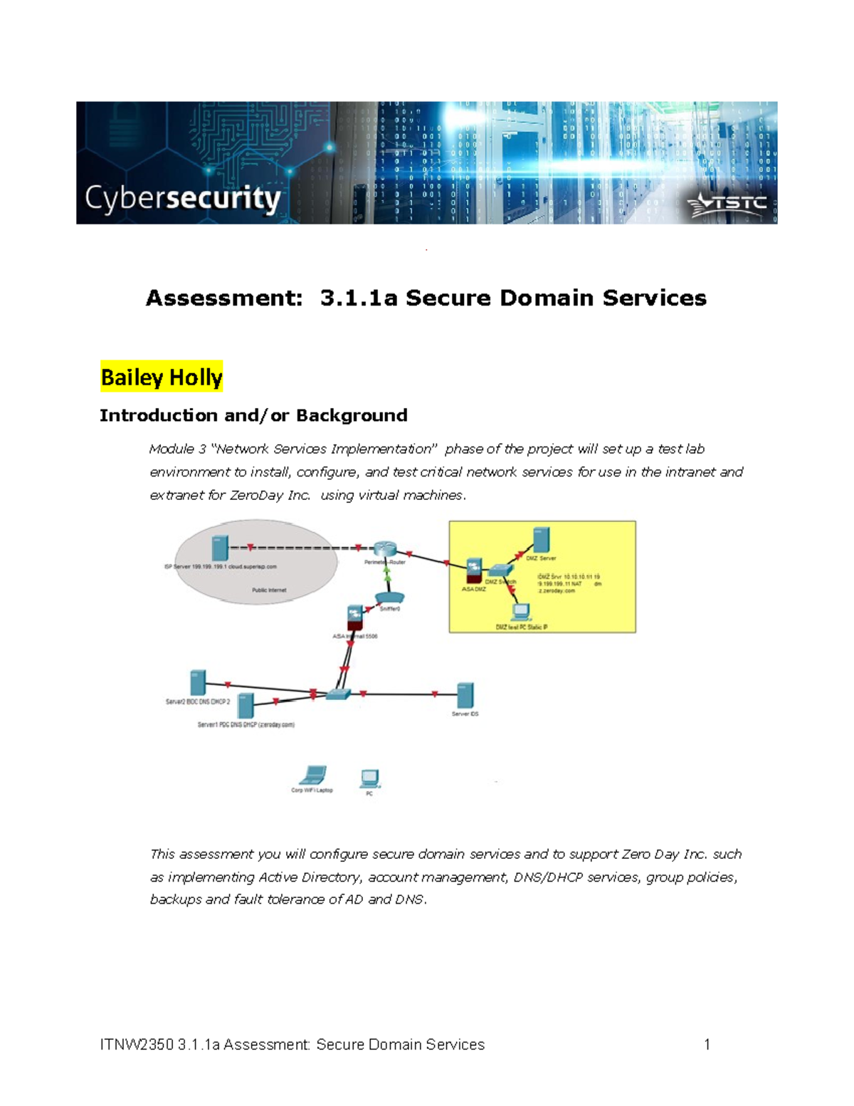 3.1.1a Assessment Secure Domain Services - . Assessment: 3.1 Secure ...