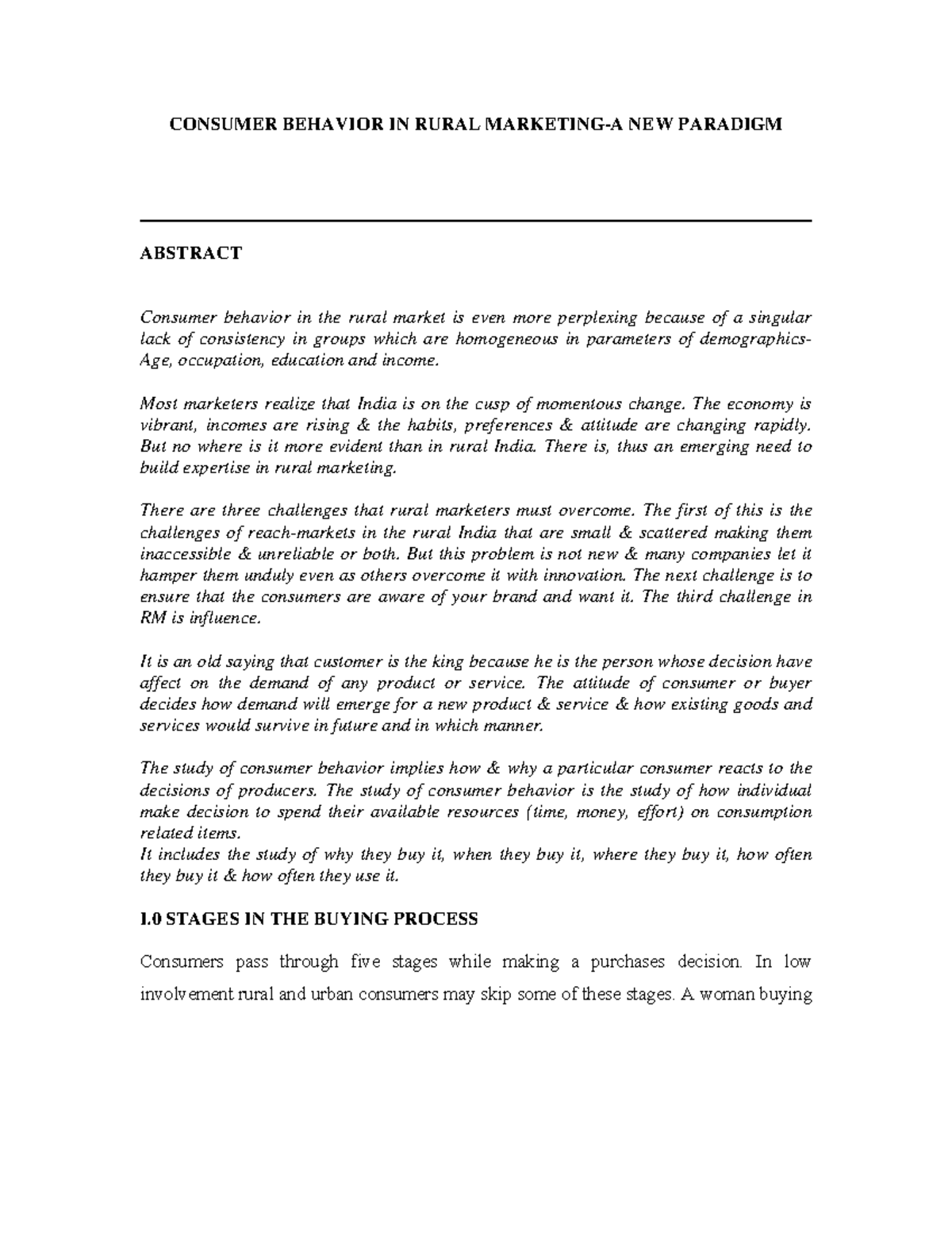 Consumer behavior in Rural marketing - GTU - Studocu