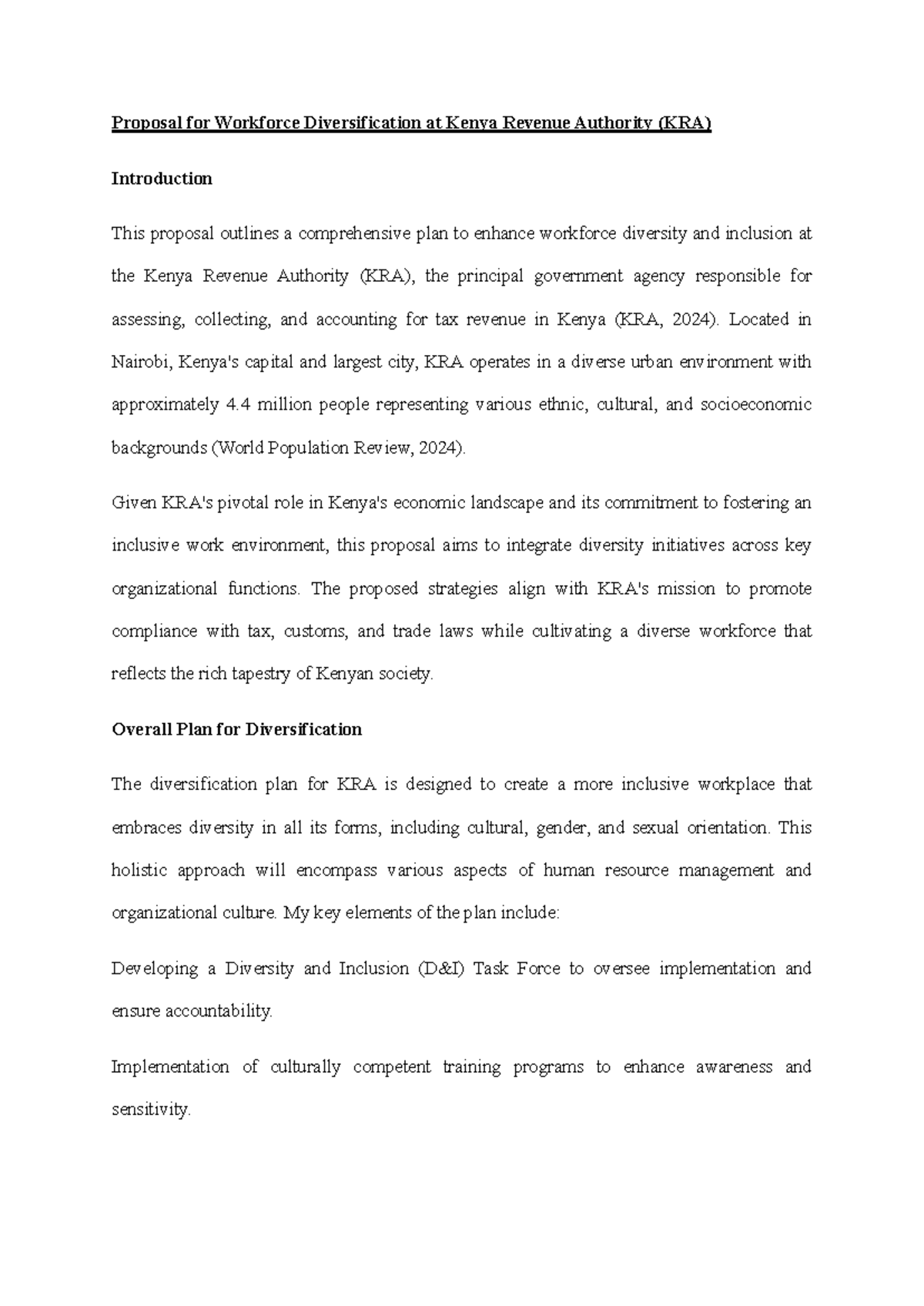 Written UNIT 7 - unit 7 writing assignment - Proposal for Workforce ...