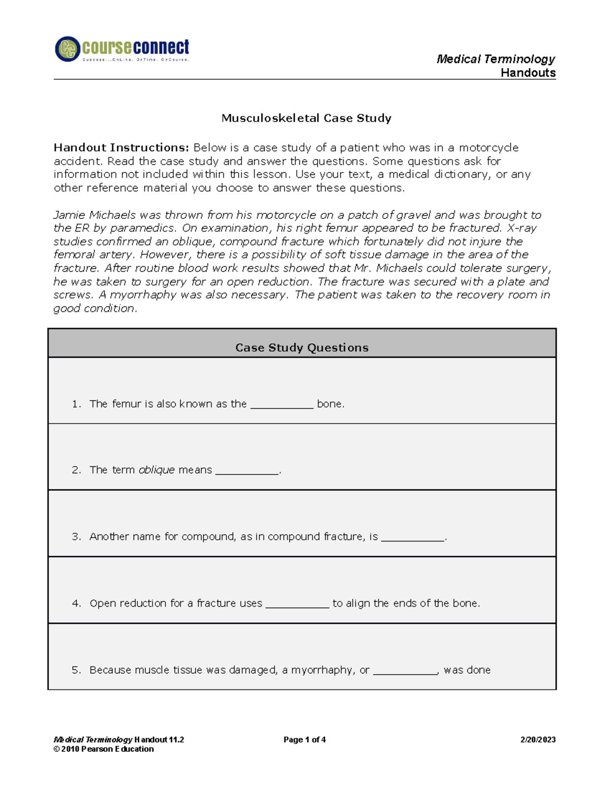Assignment+2+Ortho+%26+Urology Casestudies - Handouts Musculoskeletal ...