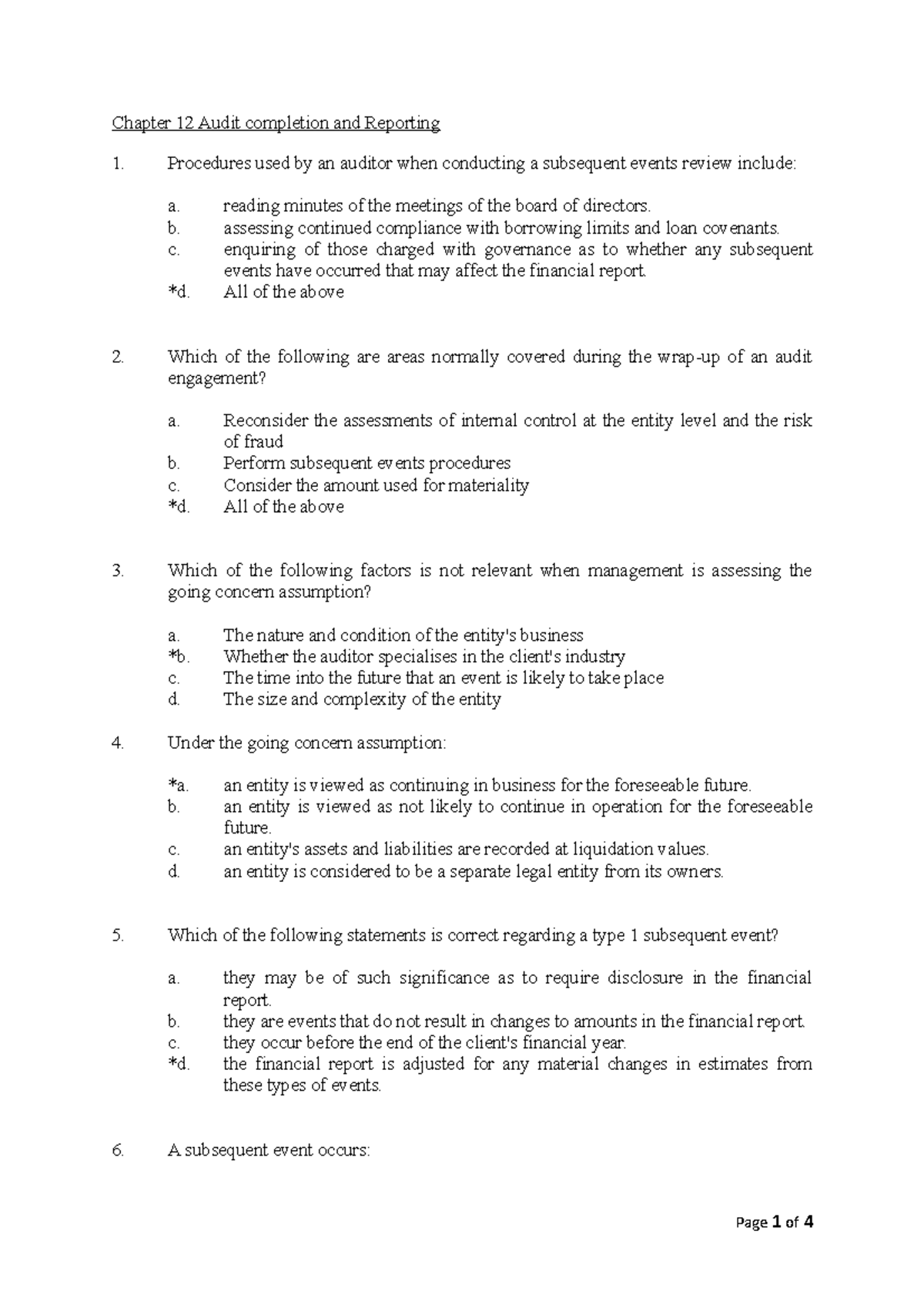 Chapter 12 Audit completion and Reporting - Chapter 12 Audit completion and Reporting Procedures ...