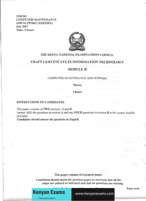 Structured programming KNEC 2017 past paper – Kenyan Exams - computer ...