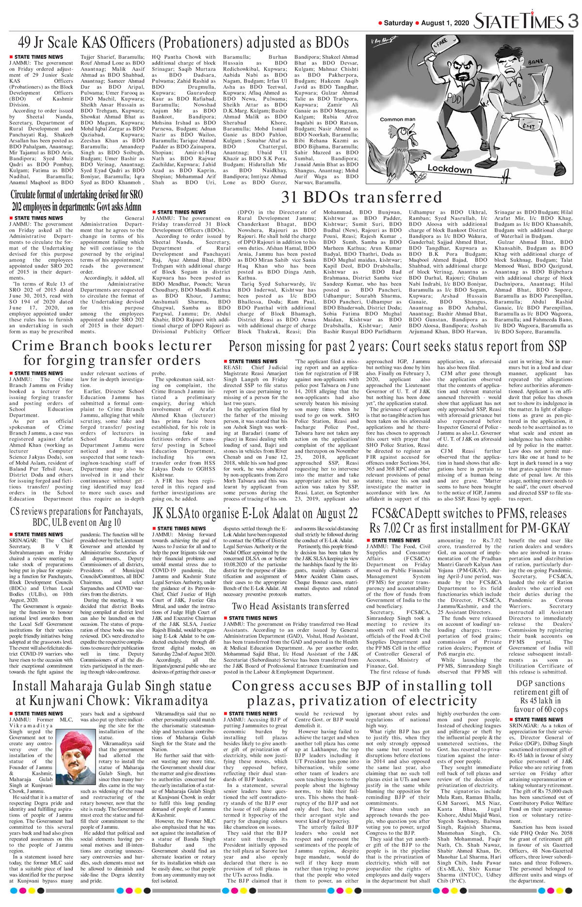 8202010 3939226 - z Saturday z August 1, 2020 3 STATE TIMES NEWS J AMMU ...