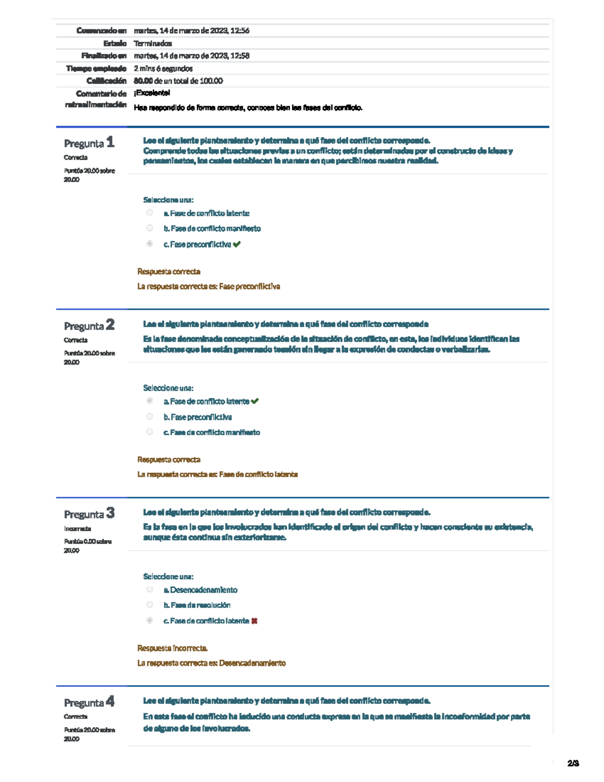 Examen Manejo de conflictos - Negociación y manejo d conflictos v2 ...