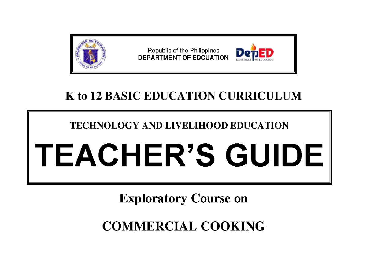 K TO 12 Commercial Cooking Techer'S Guide - K to 12 BASIC EDUCATION ...