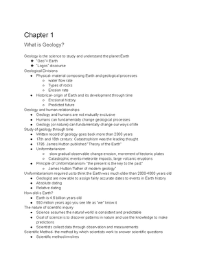 Geology- Exam 1 Study Guide - Fall 2021 Geol 101 Exam 1 Study Guide Chapter 1 – Introduction to ...