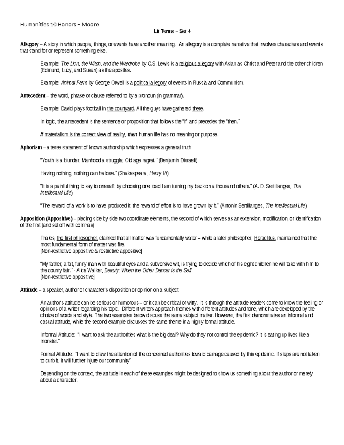 Lit Terms - Set 4 Handout-2 - Humanities 10 Honors – Moore Lit Terms ...